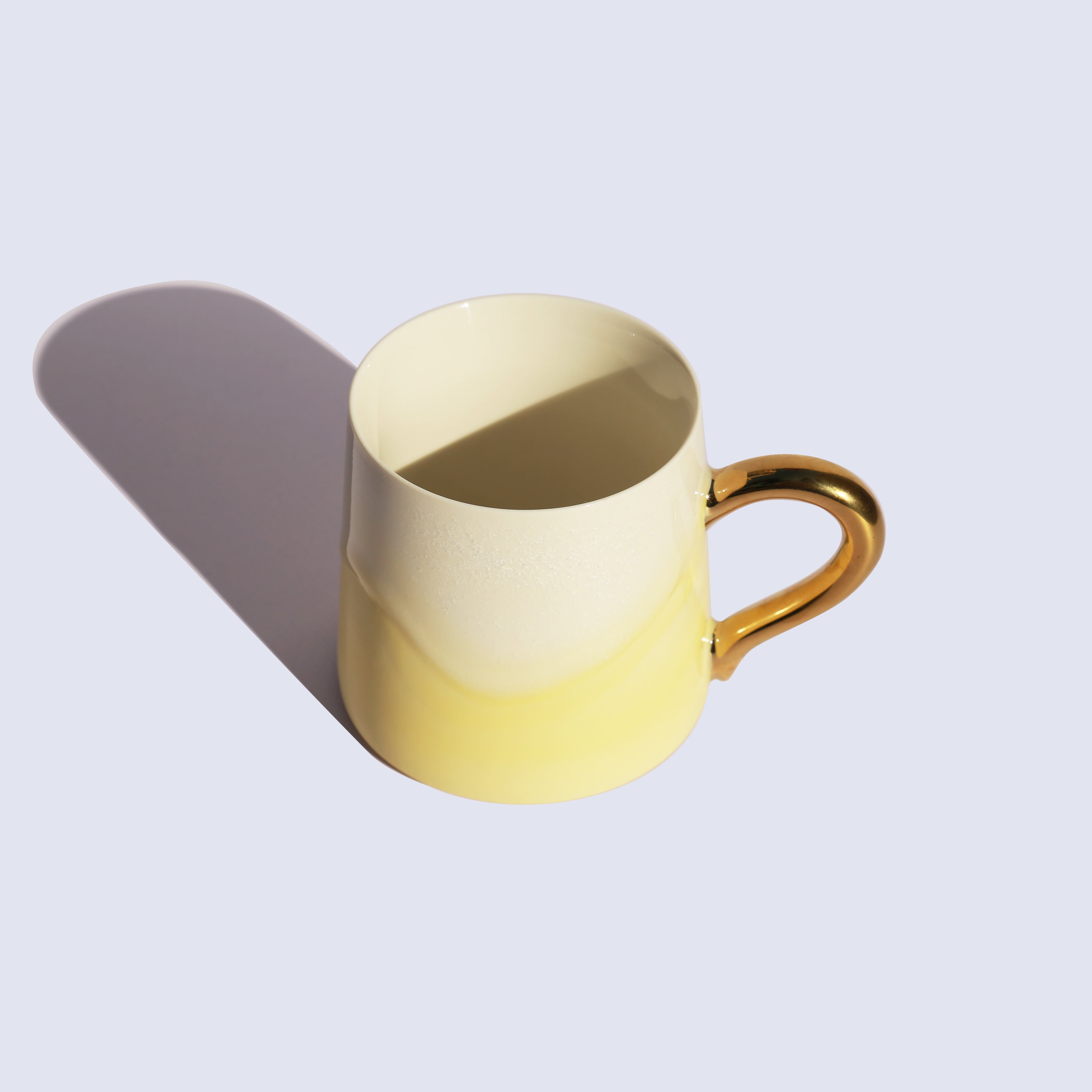 Light Yellow handcrafted Coffee Mug with Gold Handle | Cheralle